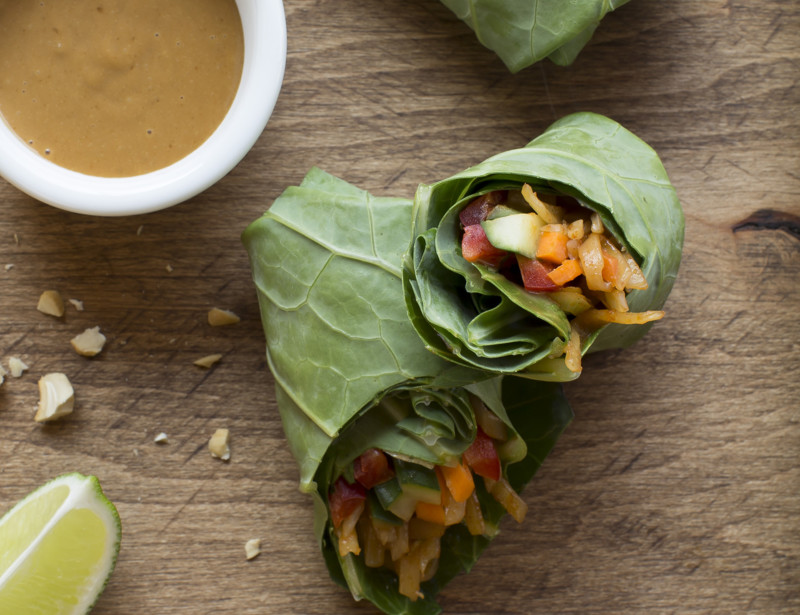 Amy's Kitchen - Amy's Fresh Collard Green Rolls with Pad Thai Recipe